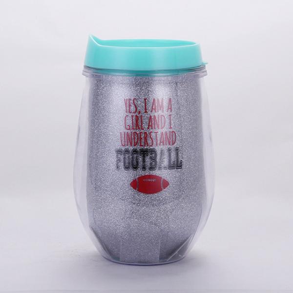 Quality 300ml Double-layer Egg-shaped Plastic Cup With U-shaped Straw Comes With Straw for sale
