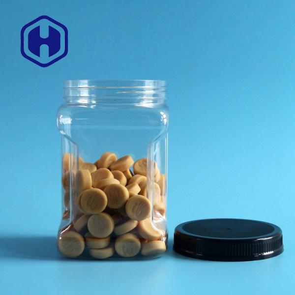 Quality 850ml Bpa Free Square Plastic Grip Jar With Lid PET Food Packaging for sale