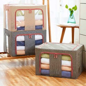 Quality CE Cotton Linen Foldable Cloth Box Stackable Capacity 66L Practical Multipurpose for sale