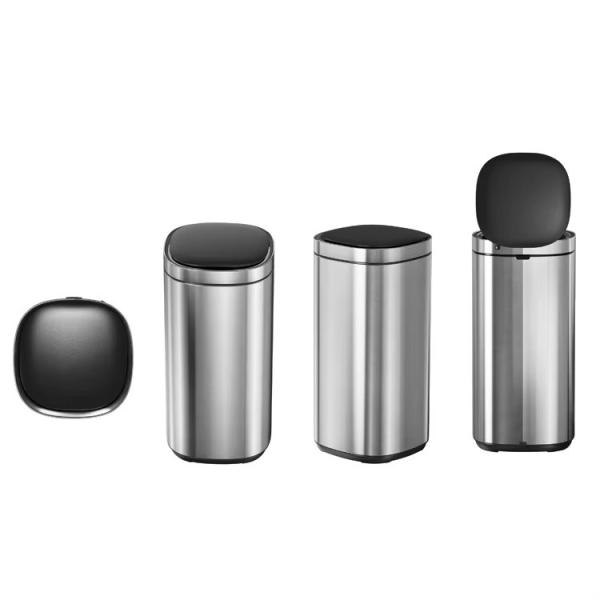 Quality 50L Big Capacity Stainless Steel Smart Sensor Bin Sustainable and Rolling Cover for sale