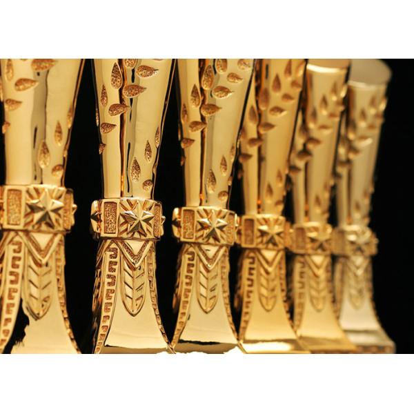 Quality Gold Plated Polyresin Trophy Cylinder Shape Year - End Bonus For Enterprise for sale