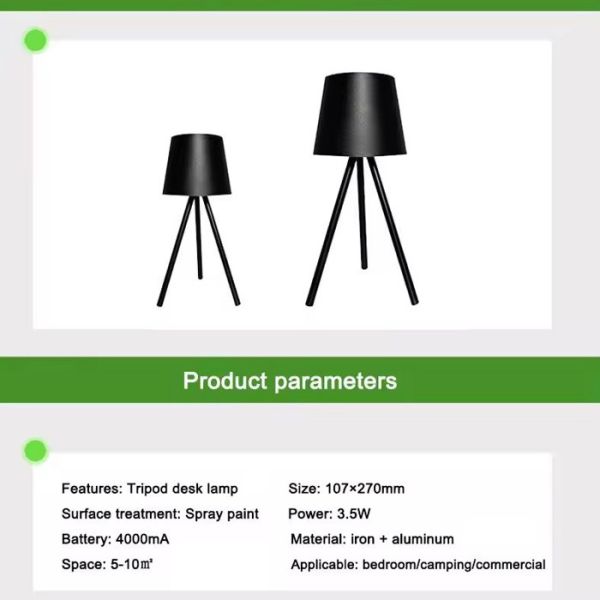 Quality Three Legged Desktop Led Table Lamp 3000k/4500k/6000k Rechargeable for sale