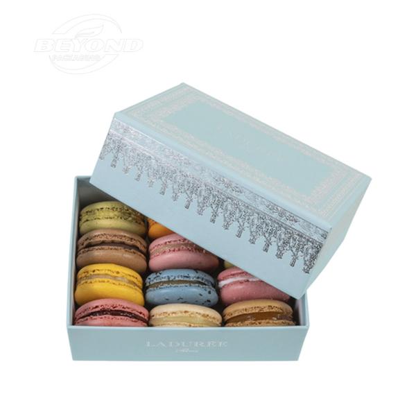 Quality Small Varnishing Paperboard Macaron Pastry Cake Box Food Grade Packaging for sale