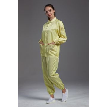 Quality Yellow Unisex Clean Room Garments Anti Static With Straight Open Buttons for sale