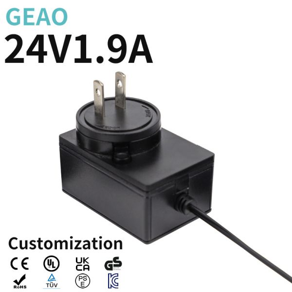 Quality Electronic 24V 1.9A Interchangeable Power Adapter Swappable Power Pack for sale