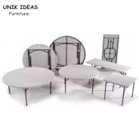 Quality 5ft HDPE Plastic Round Table Foldable Portable For Outdoor Party Event for sale