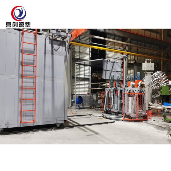 Quality YINGCHUANG Independent Industrial PLC Bi-Axial Shuttle Rotomolding Machine with Large Insulated Oven for LLDPE Plastic Buckets & Water Tanks for sale