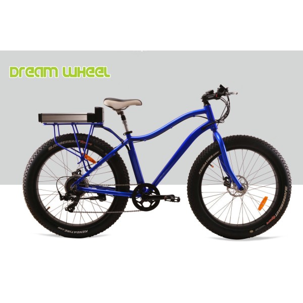 Quality Blue Electric Fat Tire Beach Cruiser Bikes Shimano 6 Speed Snow Road for sale