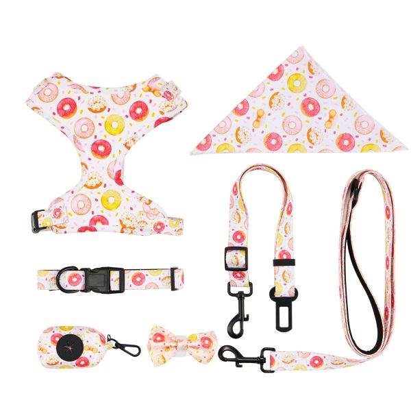 Quality Custom Logo Designer's Top Pick Personalized Dog Harness Set with Bowknot Decoration Bandana and Adjustable Collar Leash for sale
