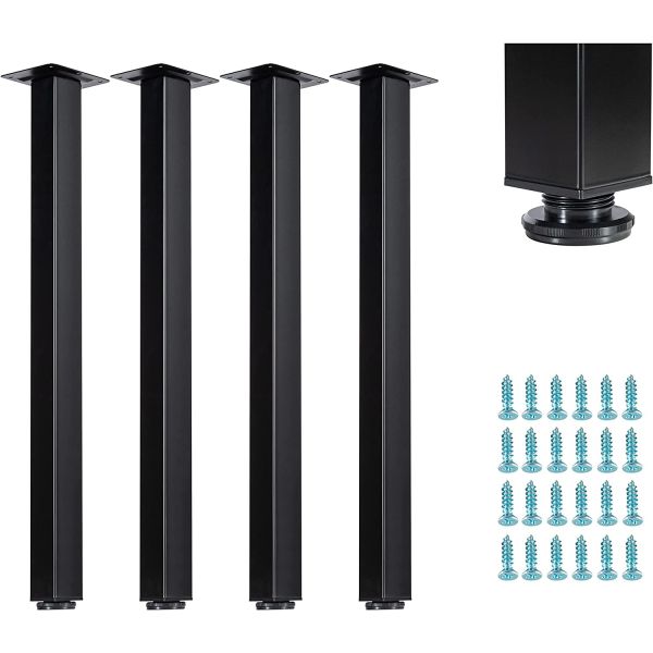 Quality Black Metal Table Legs 28 Inch Table Legs Set Of 4 Square for sale