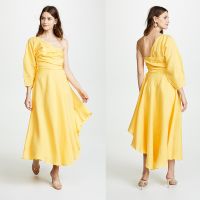 Quality Fashion Asymmetrical Clothing One Shoulder With Long Sleeve Woman  Maxi Dress Summer for sale