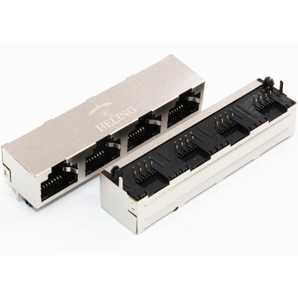 Quality 1 * N RJ45 Multiple Port Connectors , Right Angle Tab Up RJ45 Multiport for sale