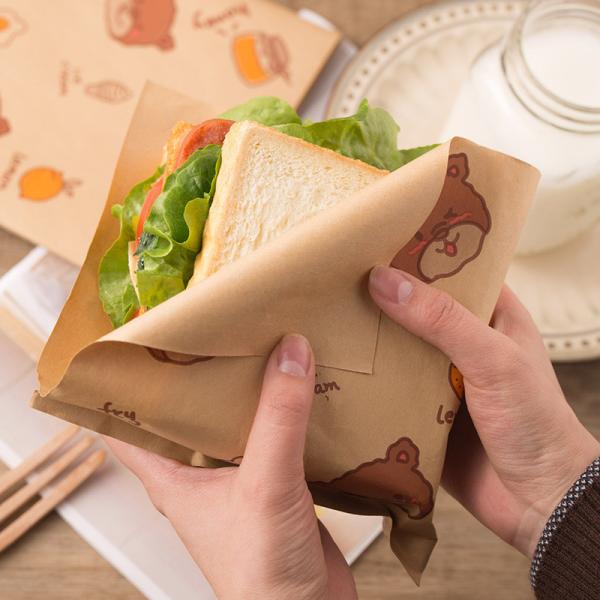 Quality 13x13cm Grease Proof Double Open Bag 45gsm Paper Sandwich Bags Burger Wrap Pocket for sale
