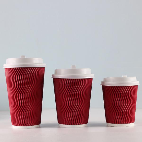 Quality 280gsm Bubble Boba Disposable Ripple Wall Paper Cold Drink Cups With Lids for sale