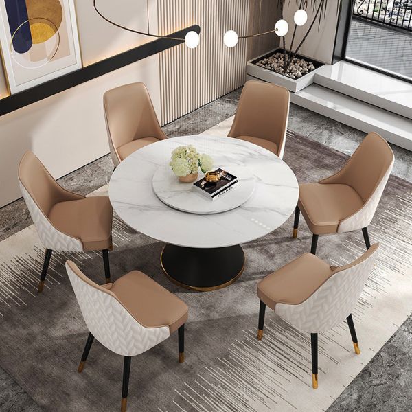 Quality 1.3/1.5M Width Large Functional Round Dining Room Tables With Turntable for sale