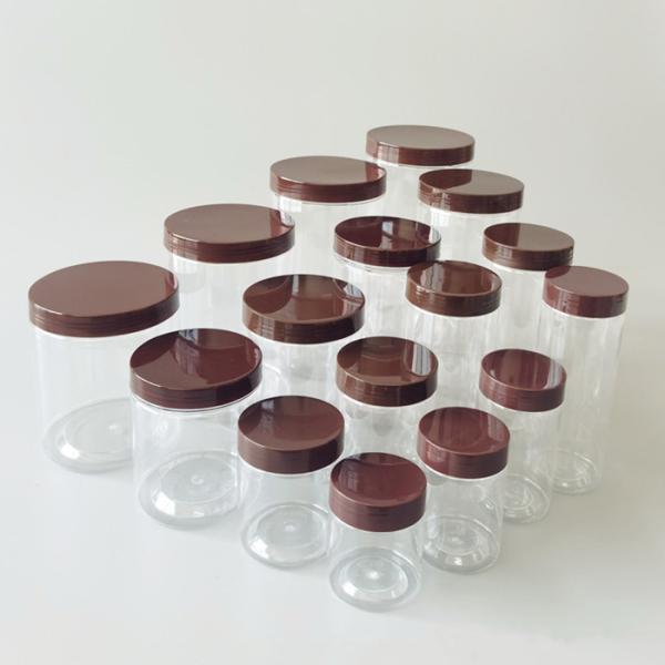 Quality Dia 85mm Round Plastic Canisters Easy Open Transparent Nuts Storage Jars With for sale