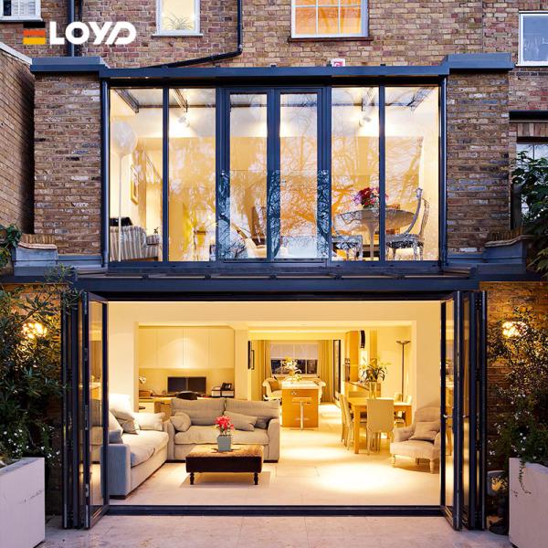 Quality Thermal Break  Impact proof Soundproof Commercial  Accordion Folding Aluminum Doors Double Glazed BiFolding Door for sale