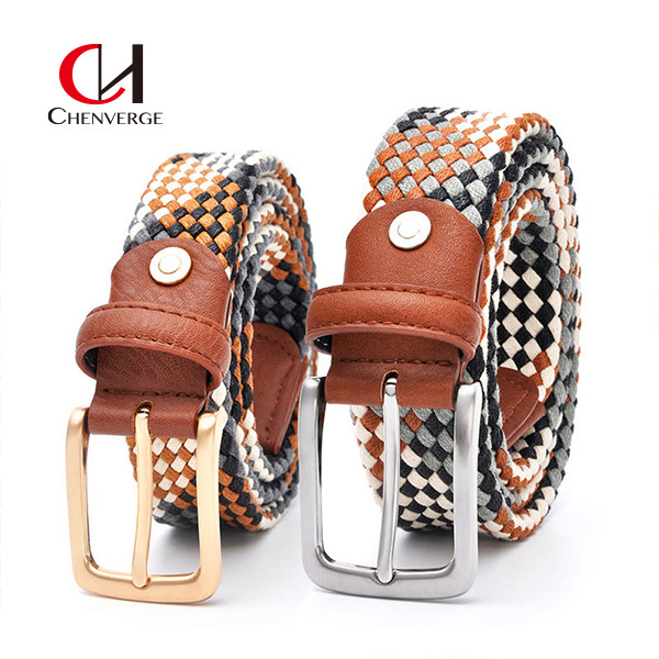 Quality Couples Style Woven Elastic Belt Fashion Plaid Women Handmade for sale