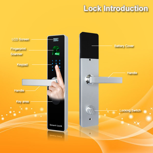 Quality Waterproof Contactless Keyless Fingerprint Door Lock With ID Card Reader for sale