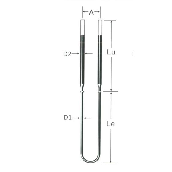 Quality High Temperature U Type MoSi2 Heating Element 2000W Molybdenum Heating Element for sale