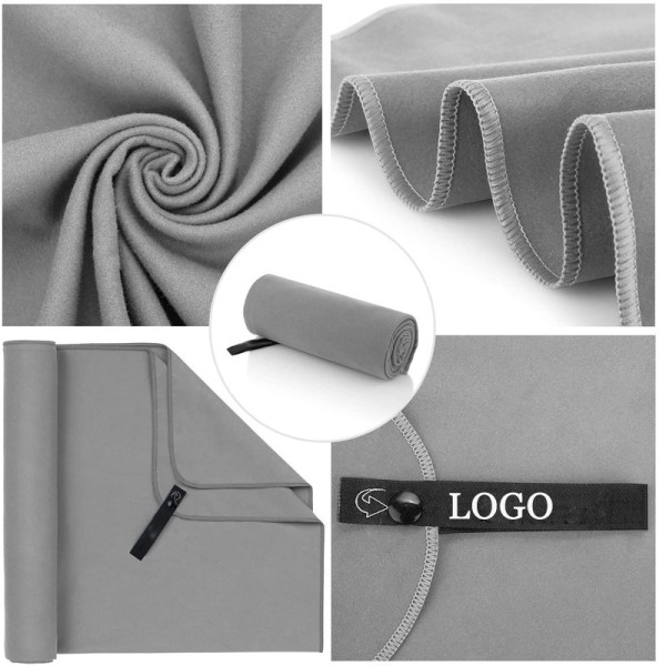 Quality Customized Logo Printed Microfiber Sports Towel With Hanging Loop for sale