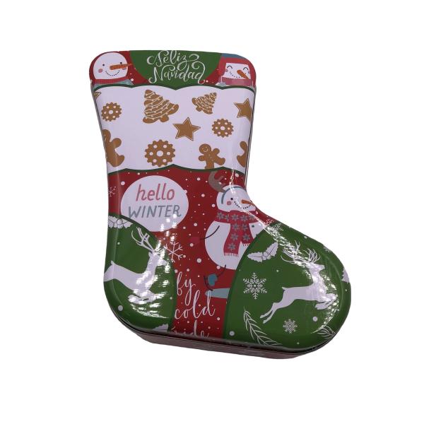 Quality Christmas Stocking Tins Gift Box Atlantic Tins Large Tin Food Storage Containers for sale
