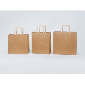 Quality Customised Paper Bag Flat Handle Brown Kraft Paper Shopping Bags For Clothing for sale