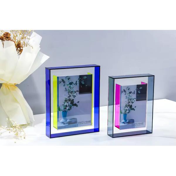 Quality 5''X 7'' Acrylic Photo Frame Square Acrylic Shadow Box Frame Wall Mounted Double for sale