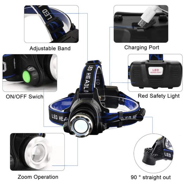 Quality 300 Lumens Brightness Waterproof IPX4 Adjustable Angle LED Headlamp Flashlight for sale