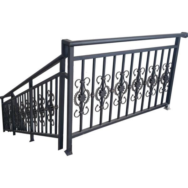 Quality Custom Forged Wrought Iron Guardrail Stair Railings Interior Spraying for sale