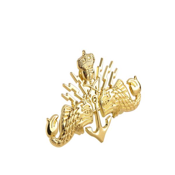 Quality Golden Mold Sequins Army Metal Badges Electroplate Sheriff Hat Badge for sale