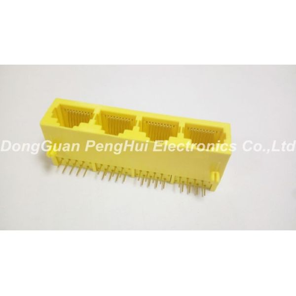 Quality 1x4 Port 90 Degree 8P8C Plastic RJ45 Modular Jack Color Yellow Tab down for sale