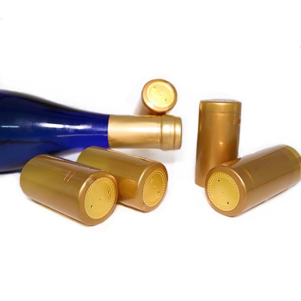 Quality Heat Shrinkable Pvc Wine Bottle Capsules 65mm Height Gold Color for sale