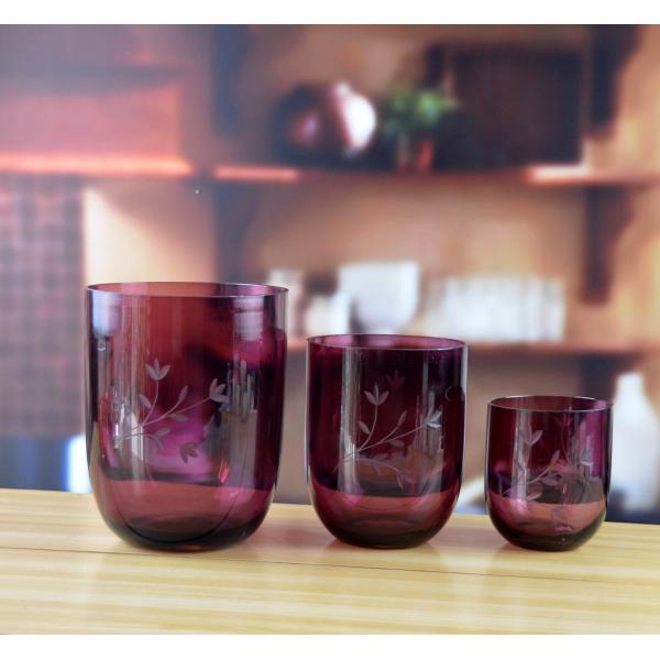 Quality Customize Color U Shape Hand Cutting Decorative Glass Vase for sale