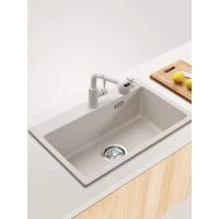 Quality White Composite Quartz Undermount Kitchen Sink 635mm Length Without Faucet for sale