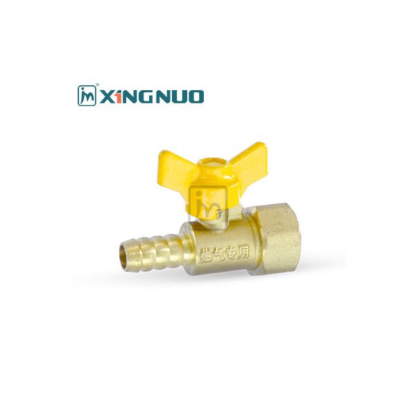 Quality butterfly handle lever external thread HEX for kitchen Industrial Forged Brass Gas Ball Valve nickel Plated Handle for sale