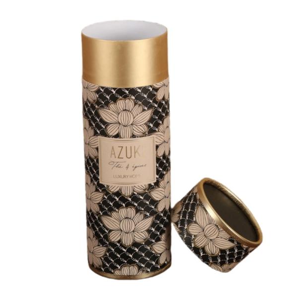 Quality Biodegradable Tea Cylinder Round Gold Stamping Food Paper Tube For Leaf Tea for sale