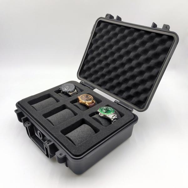 Quality Six Watches Water Resistant Watch Box Black Plastic for sale