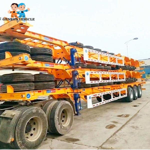 Quality Flatbed 13T FUWA Axle Twistlock Container Semi Trailer for sale