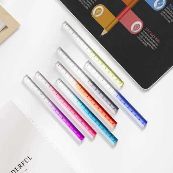 Quality School Creative Stationery Gradient Color Acrylic Transparent Cubic Ruler for sale