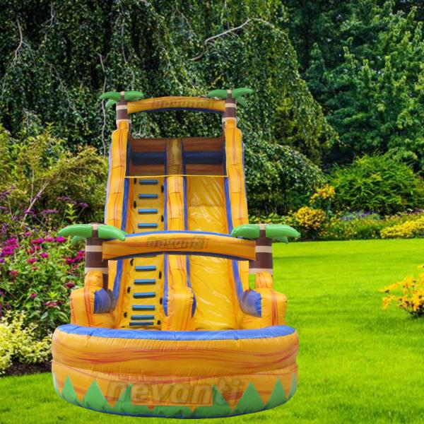Quality Customized Size Outdoor Inflatable Water Slide Park with Trampoline and Bouncy for sale
