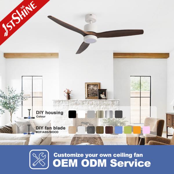 Quality 52 Inches Solid Wood Ceiling Fan with LED Light and Remote Control for Quiet for sale