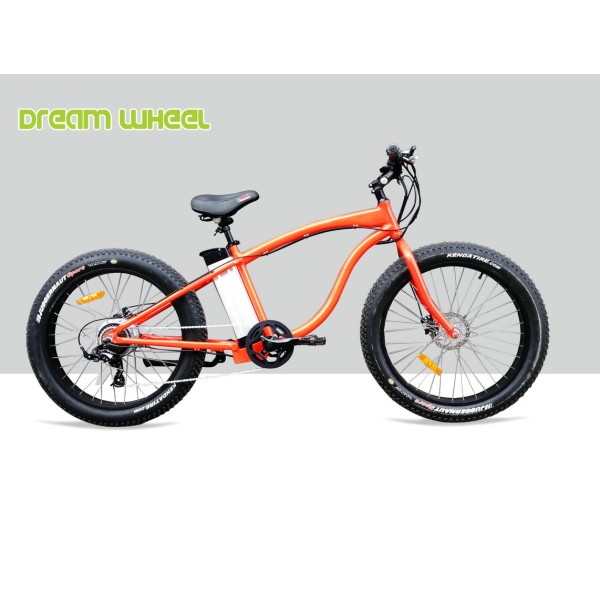 Quality 750W Electric Beach Cruiser Bikes Orange Aluminum Alloy 6061 for sale