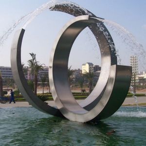 Quality Stainless Steel Circle Water Feature Sculpture Metal Decor Art Sculpture for sale