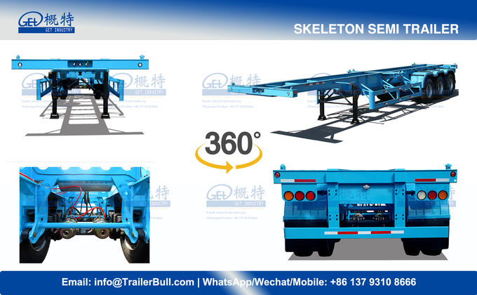1 Axle Gooseneck 40 Feet Skeleton Semi Trailer For Cargo Container Transport 0
