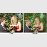 Quality Hand Painted Wedding Portrait Painting From Photo Realistic Custom Oil Portraits for sale