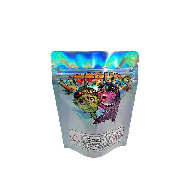 Quality Custom Digital Printed Resealable Holographic Stand Up Pouch With Aluminum Foil Coated For Flower, Weed Food Packaging for sale