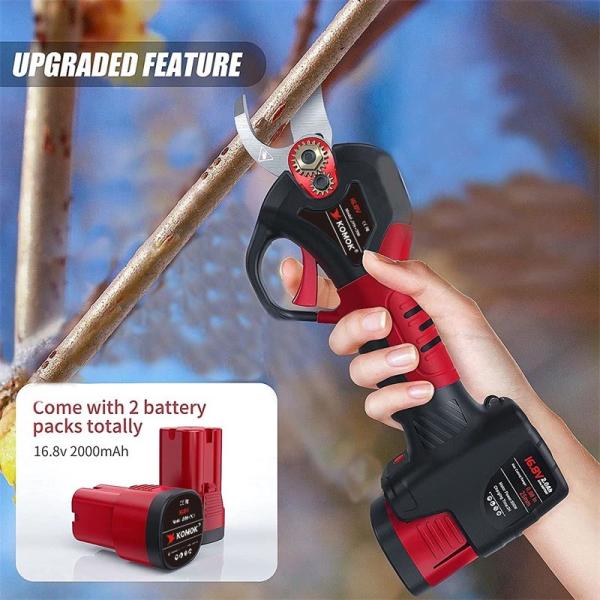 Quality 25mm Komok Electric Pruning Shears With 2 Pack Rechargeable Lithium Battery for sale