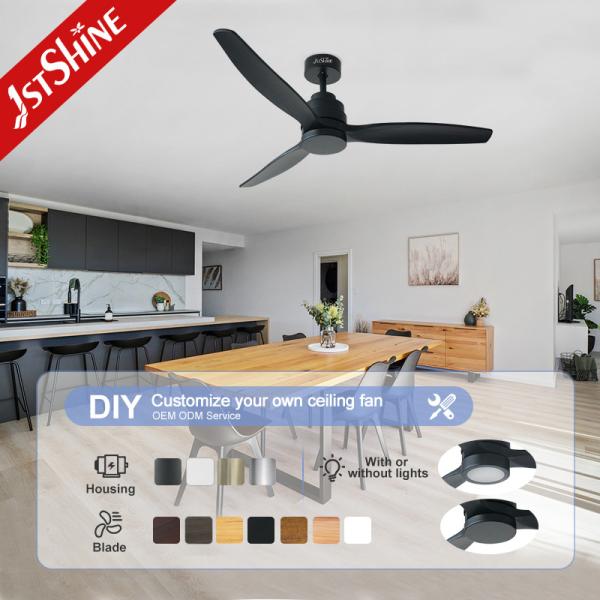 Quality Remote Control 220V 50HZ 6 Speed LED Ceiling Fan With 3 Wood Blades for sale