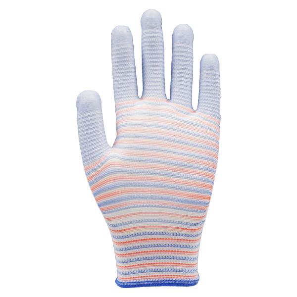 Quality 13 Gauge Polyester PU Palm Coated Gloves With Zebra Design for sale